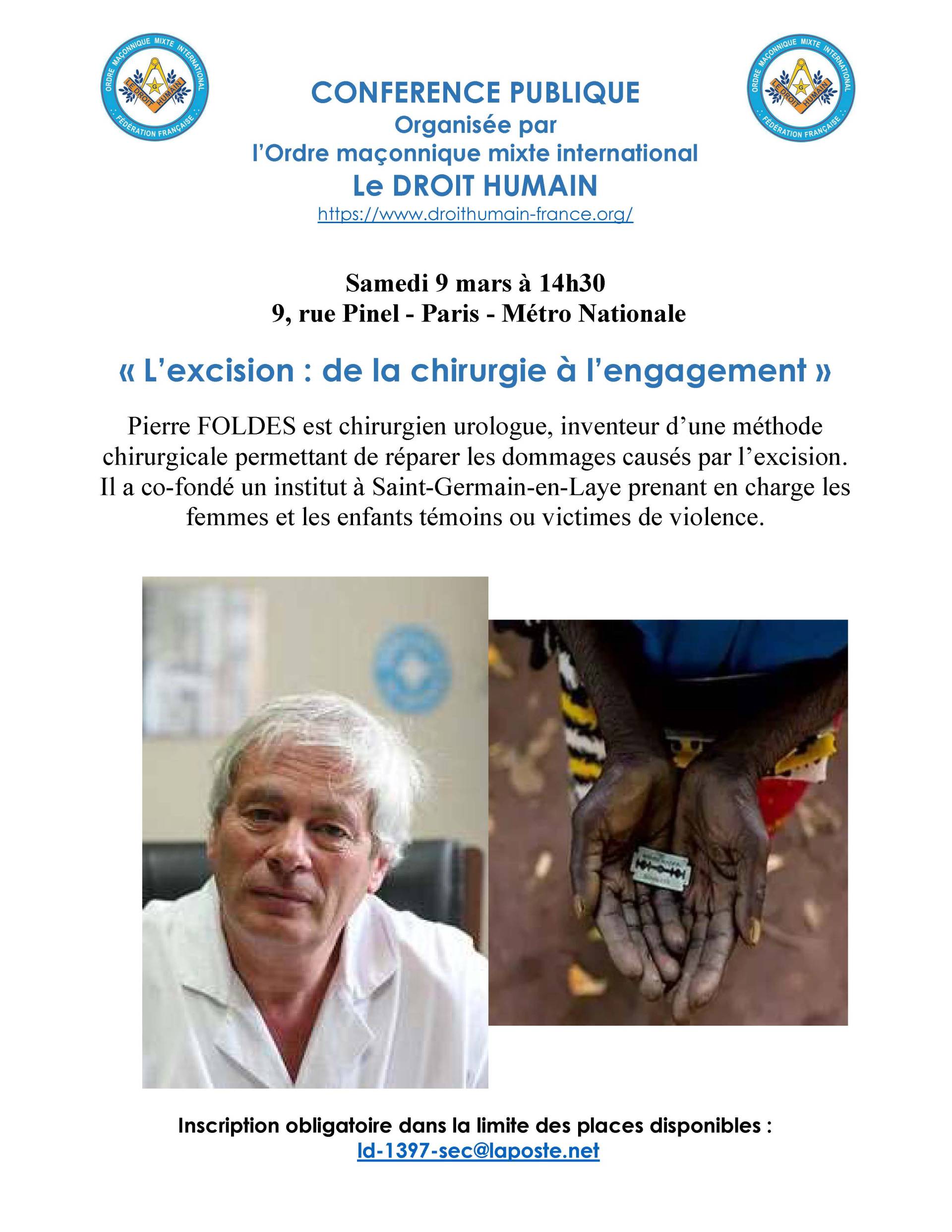 Conférence publique du 9 mars 2024 - L'excision : de la chirurgie à l ...